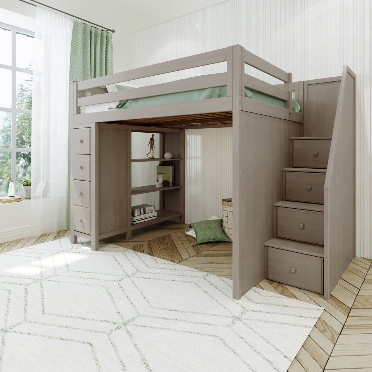 Jackpot Kids Cheltenham Loft Bed – Full Loft with Storage & Stairs ...
